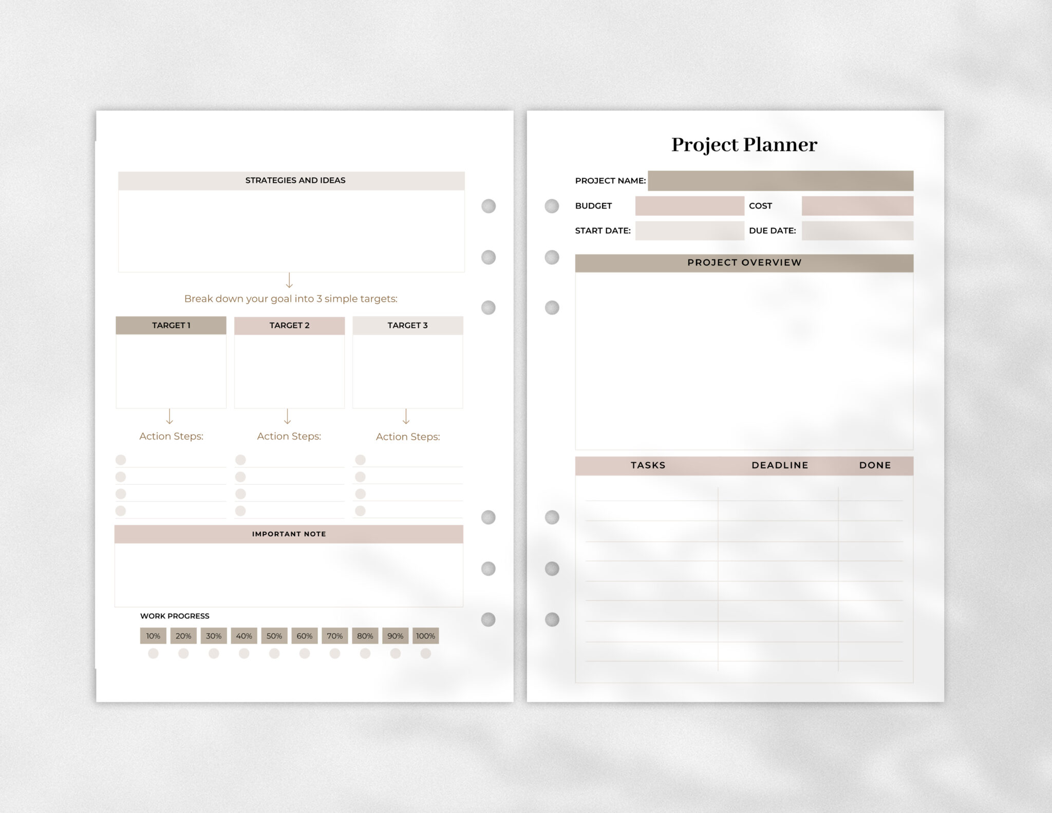 Project Management A5 Inserts - Stationery Snobs