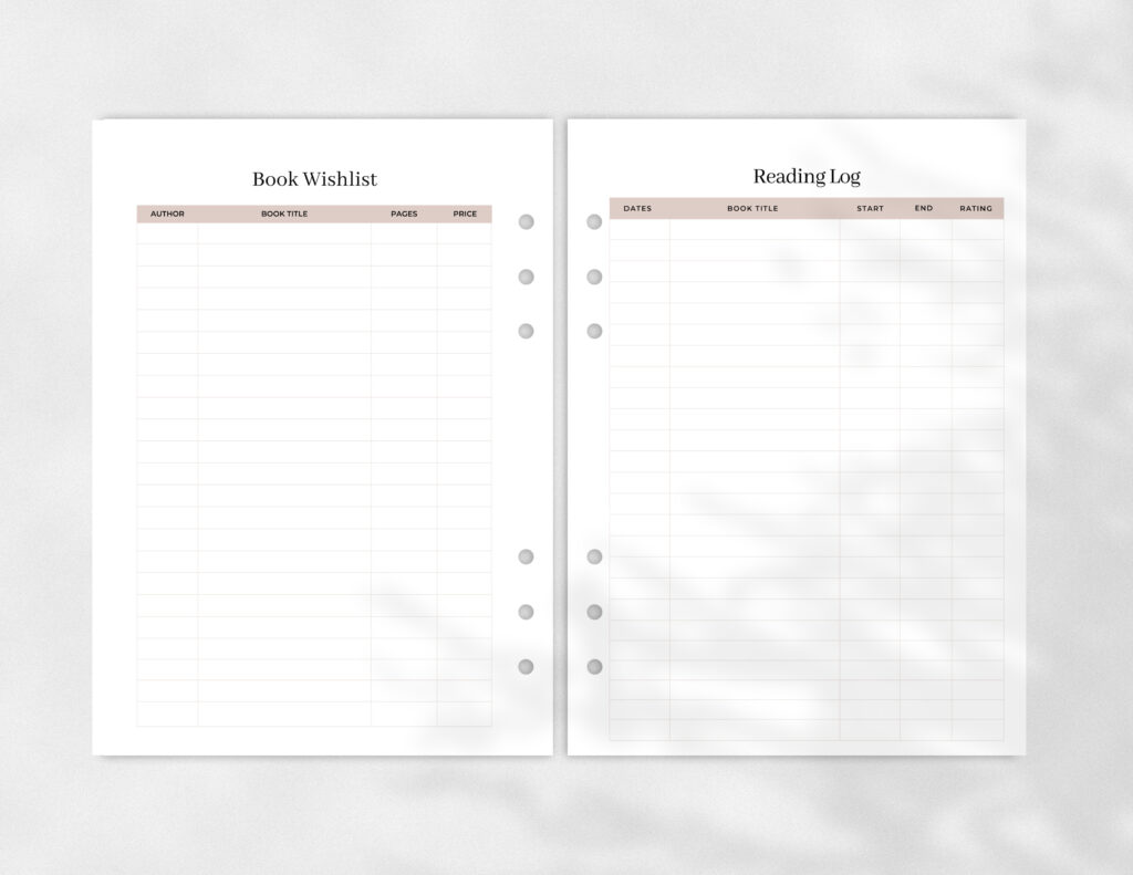 Reading Journal A5 Inserts - Stationery Snobs