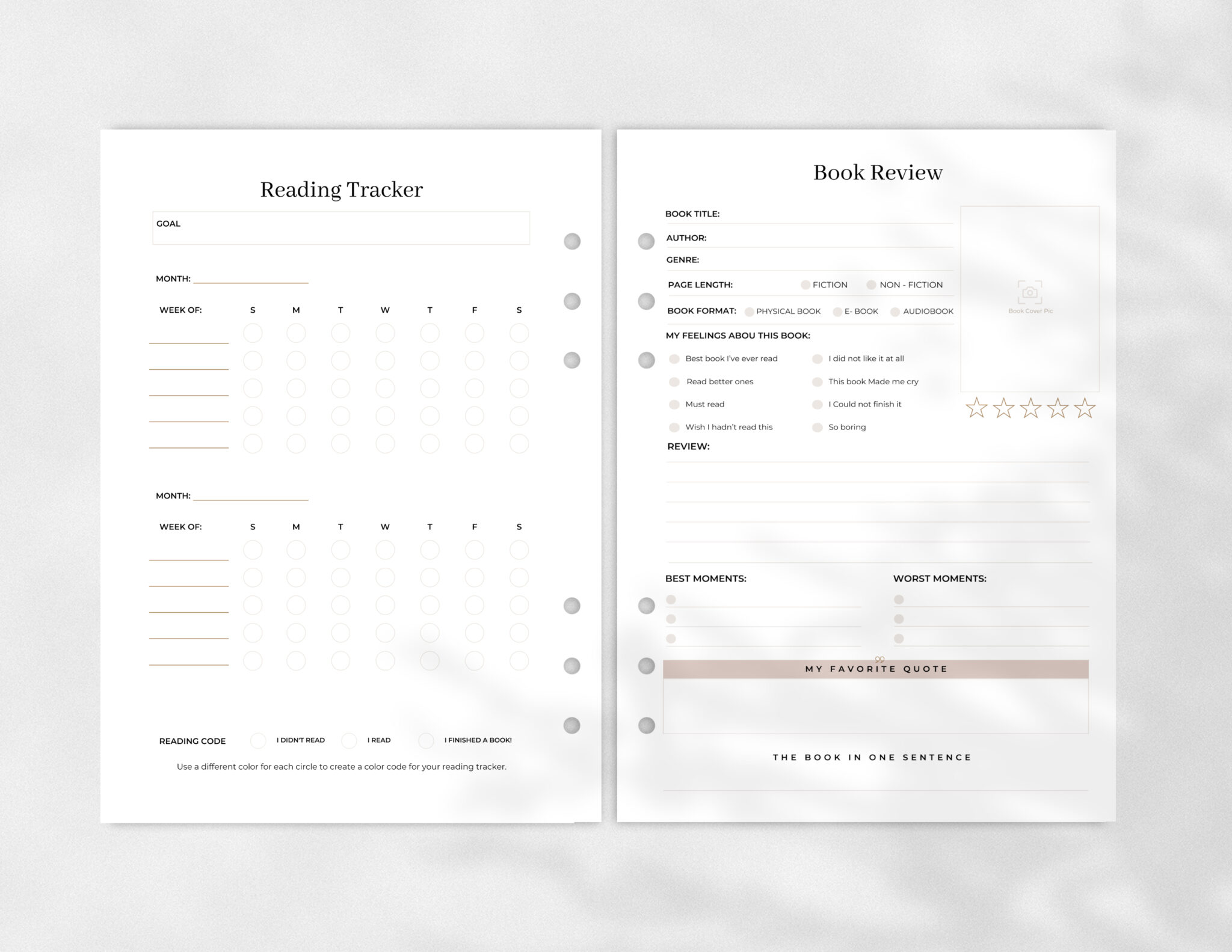 Reading Journal A5 Inserts - Stationery Snobs